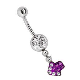Adelia&acute;s ADELIA ́S Damen Bauchnabelpiercing "Piercing Bauchnabelpiercing", onesize, lila, Chirurgiestahl, Piercings, Banane mit 8 mm Zirkoniakugel in klar