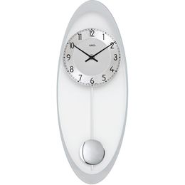 AMS Pendelwanduhr "W7416", B/H/L: 19cm x 3cm x 50cm, silber, Wanduhren, Quarzuhr,Glasgeh&auml;use,Esszimmer,Wohnzimmer,Made in Germany