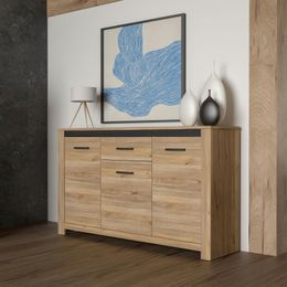 Sideboard FORTE, B:161,4cm H:95,7cm T:42,2cm, braun, Dekorfolie, Spanplatte, Wohnzimmer, Sideboards, "San Cayetano"