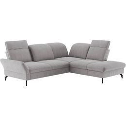 Sit & More Ecksofa SIT & MORE, B:288cm H:88cm T:242cm, silber, 90% Polyester, 10% Polyamid, Wohnzimmer, Sofas, "Leandro L-Form", Wahlweise mit Bett-, Kopfteil -