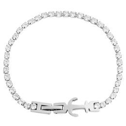 Adelia&acute;s ADELIA ́S Damen Edelstahlarmband "Damen Armband Anker aus Edelstahl mit Strasssteine 17 cm", 17, Edelstahl, silber, Edelstahl, Armb&auml;nder