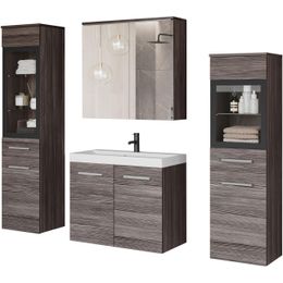 Welltime "MADRIT II, Schrank mit Waschbecken, 2 H&auml;nger, Spiegelschrank" Komplett-Set, 5 Stk. tlg.