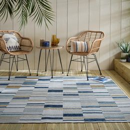 Teppich FLAIR RUGS, B:120cm H:4mm L:170cm, blau, Polypropylen, Wohnzimmer, Teppiche, "Rosco Geo", Rosco Geometrischer Teppich f&uuml;r drinnen und drau&szlig;en