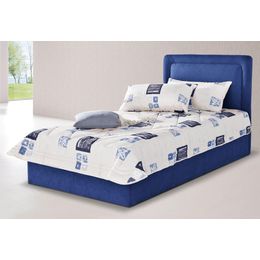 Polsterbett, B:110cm L:210cm, blau, Westfalia Schlafkomfort, Bezug Bett: Mikrofaser (100% Polyester);Bonnell-Federkernmatratze: Mischgewebe (51%