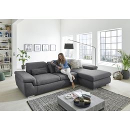 Ecksofa DIE PLANBAR, B:325cm H:85cm T:195cm, grau, 100% Polyester, Wohnzimmer, Sofas, "MP-IN17041 L-Form", mit Sitztiefenverstellung, optional