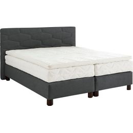 Boxspringbett, B:215cm L:210cm, grau, Westfalia Schlafkomfort, Bezug: 100% Polyester, Komplettbetten, wahlweise mit Topper