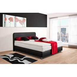 Boxspringbett, B:130cm L:212cm, schwarz, Westfalia Schlafkomfort, Bezug Kaltschaum-Topper: mit Klimafaser versteppt, 100% Polyester;Bezug untere Box