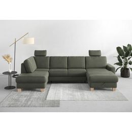 Wohnlandschaft Home Affaire, B:314cm H:91cm T:170cm, gr&uuml;n, 95% Polyester, 5% Polyamid, Sofas, "Summer U-Form", mit oder ohne Bettfunktion und