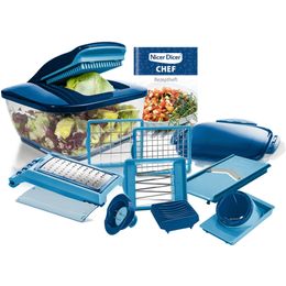 Genius Gem&uuml;seschneider "Nicer Dicer Chef, Set 15-tlg., schneiden/reiben, alles mit einem Ger&auml;t", B:25cm H:18cm T:25cm, blau, Zerkleinerer, f. W&uuml;rfel,