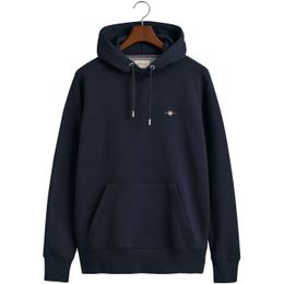 Gant Herren Hoodie "REG SHIELD HOODIE", blau, Gr. 4XL, unifarben, Obermaterial: 80% Baumwolle, 20% Polyester, Sweatshirts, mit Logostickerei auf der