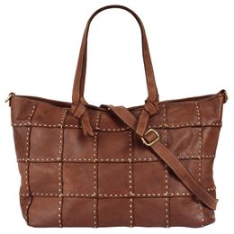 Samantha Look Damen Shopper, braun, Leder, leicht gl&auml;nzend, unifarben, Taschen, echt Leder, Made in Italy