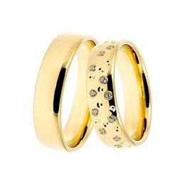 DOOSTI Damen Trauring "Schmuck Geschenk Silber 925 Trauring Ehering Partnerring LIEBE", 56,mit Zirkonia, Silber 925 (Sterlingsilber), 5,5mm, gold,