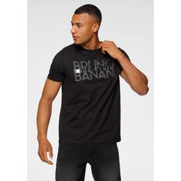 Bruno Banani Herren T-Shirt, schwarz, Gr. S, bedruckt, Single Jersey, Obermaterial: 100% Baumwolle, Shirts, kurz&auml;rmelig, schmal geschnitten,