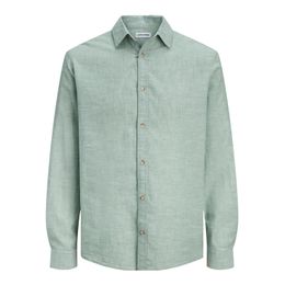 Jack & Jones JACK & JONES Herren Langarmhemd "JJESUMMER LINEN BLEND SHIRT L/S SN"granite gr&uuml;n, Gr. XXL, unifarben, Web, Obermaterial: 70% Baumwolle, 30% Leinen,