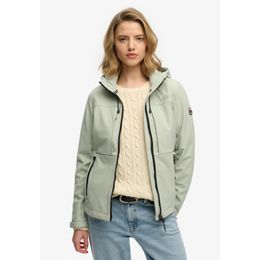 Superdry Damen Outdoorjacke "HOODED CLASSIC TREKKER JACKET"aqua grau, Gr. L, unifarben, Web, Obermaterial: 90% Polyester, 10% Elasthan, Jacken, mit