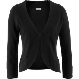 bonprix Damen Bolero "Kurze Strickjacke mit Viskose", schwarz, festlich, Gr. 52, Feinstrick, Obermaterial: 80% Viskose, 20% Polyamid, Strickjacken,