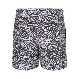 Urban Classics Herren Badeshorts "Urban Classics Herren Pattern Swim Shorts", schwarz-wei&szlig;, Gr. S, 100% Polyester, Badehosen