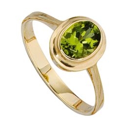 Jobo Damen Goldring, 50, Gelbgold 585, gelb, Gelbgold 585, Fingerringe, 585 Gold mit Peridot