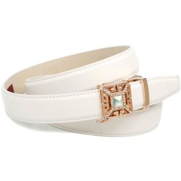 Anthoni Crown Damen Lederg&uuml;rtel, wei&szlig;, Gr. 90, unifarben, Leder, G&uuml;rtel, Femininer Lederg&uuml;rtel in wei&szlig; mit eckiger Schlie&szlig;e
