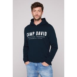 CAMP DAVID Herren Kapuzensweatshirt, blau, Gr. S, bedruckt, Sweatware, Material: 100% Baumwolle, Sweatshirts, aus Baumwolle