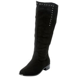 sheego Damen Weitschaftstiefel, Gr. 43, schwarz, Lederimitat, Schuhe
