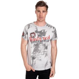 Rusty Neal Herren T-Shirt, grau, Gr. XL, bedruckt, 100% Baumwolle, Shirts, in tollem Batik-Design