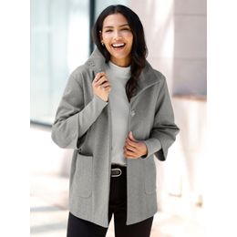 Classic Basics Damen Langjacke, grau, Gr. 56, gemustert, gestreift, 100% Polyester, Jacken