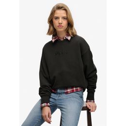 Superdry Damen Sweatshirt "SCRIPT BRAND LOOSE CREW", schwarz, Gr. S, unifarben, Sweatware, Obermaterial: 100% Baumwolle, Sweatshirts, mit Markenlogo