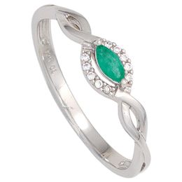 Jobo Damen Fingerring, 58, P1 = bei 10-facher Vergr&ouml;&szlig;erung erkennbare Einschl&uuml;sse, Diamanten Wei&szlig;gold 375, wei&szlig;, Diamanten, Wei&szlig;gold 375,