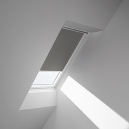 Velux Verdunklungsrollo "DKL CK04 0705SWL", CK04, stufenlos positionierbar, grau, Kinderzimmer, Rollos, wei&szlig;e F&uuml;hrungsschienen & Griffleiste