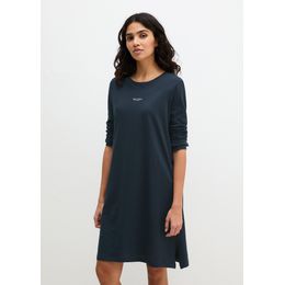 Marc O'Polo MARC O'POLO Damen Nachthemd, Gr. Lschwarz navy, Jersey, Obermaterial: 100% Baumwolle, Kleider, mit Rundhalsausschnitt und langen &Auml;rmeln, seitliche