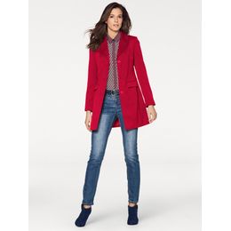 Heine Damen Longblazer "Longblazer", rot, Gr. 50, 64% Polyester, 34% Viskose, 2% Elasthan, Futter:100% Polyester, Blazer