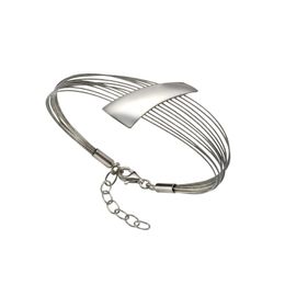 Vivance Damen Armband "925/- Sterling Silber rhodiniert + Stahl", 17+3cm, Edelstahl Silber 925 (Sterlingsilber), wei&szlig;, Edelstahl, Silber 925