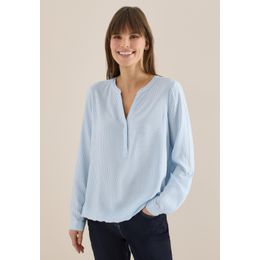 Cecil Damen Langarmbluseblouse blau, Gr. XXL, gestreift, Stoff, 100% Viskose, Blusen, aus softer Viskose
