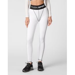 Plein Sport Damen Leggings "Leggings", wei&szlig;, Gr. S, Obermaterial: 90% Polyester, 10% Elasthan, Hosen