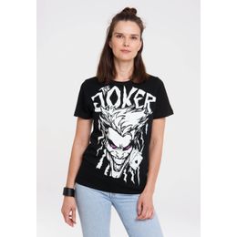 logoshirt Damen T-Shirt "DC Comics - Joker", schwarz-wei&szlig;, Gr. M, bedruckt, 100% Baumwolle, Shirts, mit lizenziertem Print