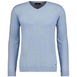 Ragman Herren V-Ausschnitt-Pullover, blau, Gr. L, Strick, 95% Baumwolle, 5% Kaschmir, Pullover