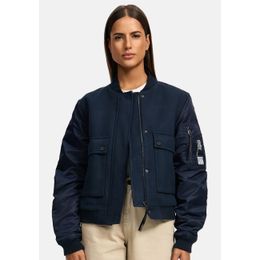 Navahoo Damen Bomberjacke "Willstehaben 14", blau, Gr. XS, Obermaterial 1: 90% Polyacryl, 8% Viskose, 2% Elasthan; Obermaterial 2: 100% Nylon;