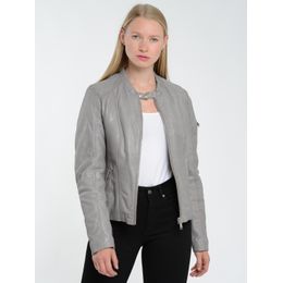 Mustang Damen Bikerjacke "31021532", grau, Gr. M, Obermaterial: 100% Lammleder; Innenfutter: 100% Baumwolle; &Auml;rmelfutter: 100% Polyester; Wattierung: