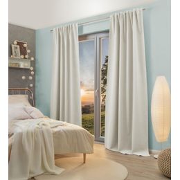 Verdunkelungsvorhang Home Wohnideen, B:135cm H:145cm, wei&szlig;, Polyester, Gardinen, "DUNCAN", VERDUNKLUNGSSCHAL, UNI, KOMBIBAND