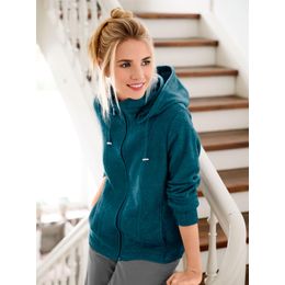 Casual Looks Damen Fleecejacke, blau, Gr. 44, unifarben, 100% Polyester, Jacken
