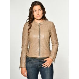 Maze Damen Lederjacke "Lindsay", beige, Gr. L, Obermaterial: 100% Lammleder; Futter: 100% Polyester, Jacken