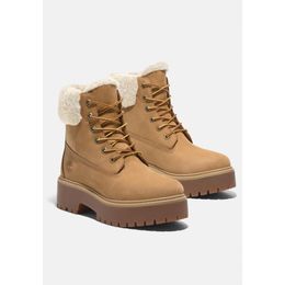 Timberland Damen Winterboots "STONE STREETMID WARM LINED WATERPROOF BOOT", Gr. 37,5, braun, Leder, Textil, Schuhe, Snowboots, Winterstiefel,