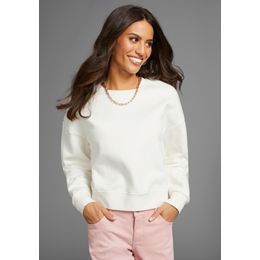 Laura Scott Damen Sweatshirt, wei&szlig;, Basic, Gr. 32, unifarben, angeraute Sweatware, Obermaterial: 80% Baumwolle, 20% Polyester, Sweatshirts, Cropped