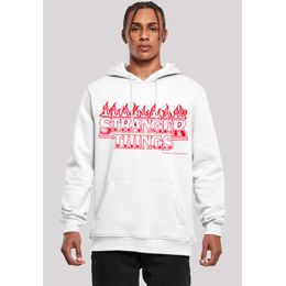 F4NT4STIC Herren Kapuzenpullover "Stranger Things Flames Netflix TV Series", wei&szlig;, Gr. S, Obermaterial: 65% Baumwolle, 35% Polyester, Pullover,