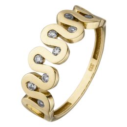 Jobo Damen Fingerring, 56, Gelbgold 333, gold, Gelbgold 333, Fingerringe, 333 Gold mit 9 Zirkonia