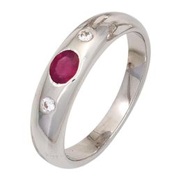 Jobo Damen Silberring, 52, Silber 925 (Sterlingsilber), silber, Silber 925 (Sterlingsilber), Fingerringe, 925 Silber mit Rubin und Zirkonia