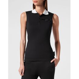 Plein Sport Damen Poloshirt "Basic", schwarz, Gr. M, Obermaterial: 100% Baumwolle, Shirts