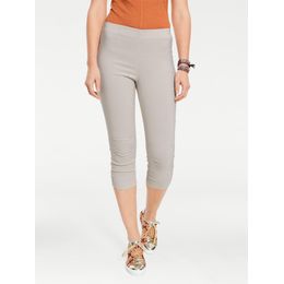 Heine Damen Caprihose, beige, Gr. 40, unifarben, 70% Viskose, 25% Polyamid, 5% Elasthan, Hosen