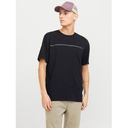 Jack & Jones JACK & JONES Herren T-Shirt "JCOFUSION FULL BRANDING TEE SS CREW NOOS", schwarz, Gr. L, unifarben, Jersey, Obermaterial: 55% Baumwolle, 45%